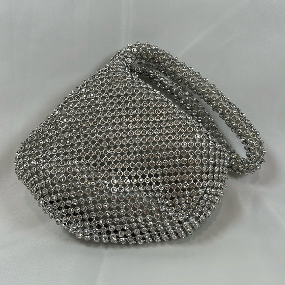 Bags | Nwot Silver Rhinestone Wristlet | Poshmark